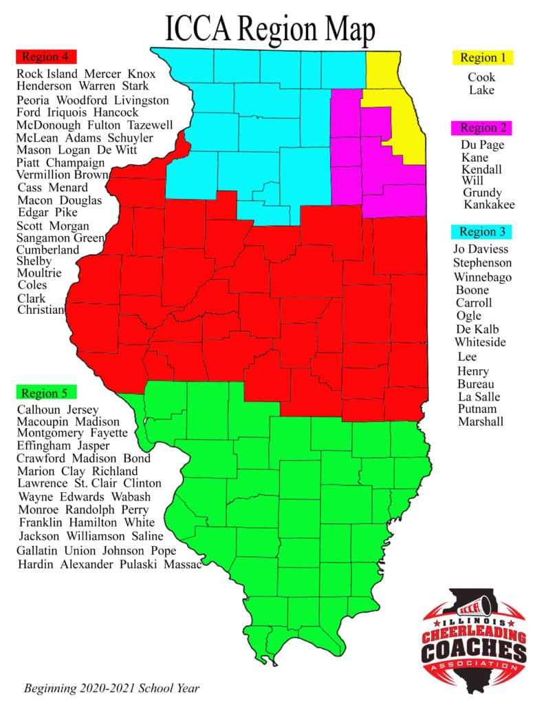 20-21 ICCA Region Map - ICCA | Illinois Cheerleading Coaches Association